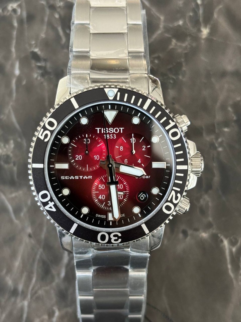 Tissot Seastar 1000 Quartz Chrono Red Dial 45.5mm, Men's Fashion ...