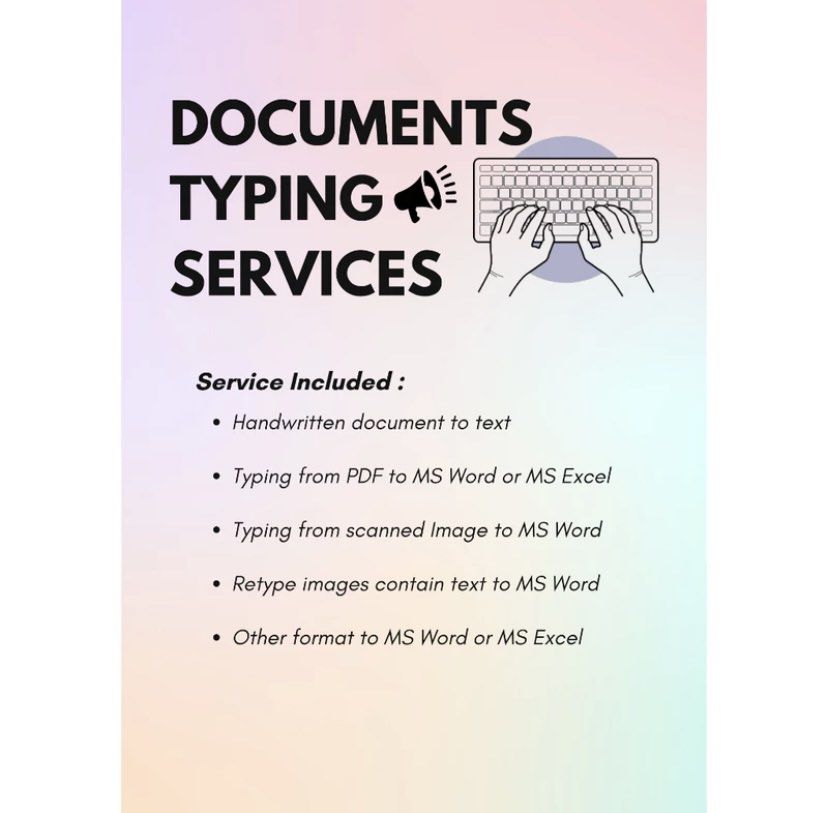 Typing documents service, Everything Else, Others on Carousell