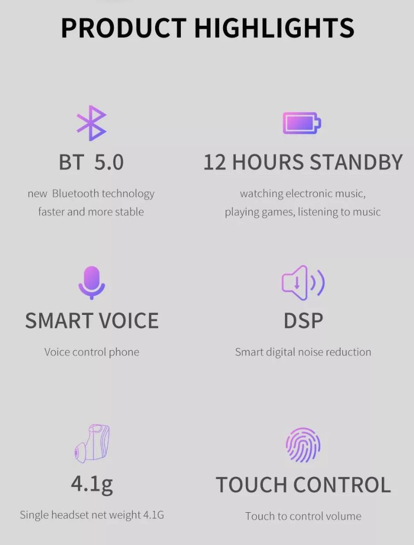 V98 USB C 觸控低音 6D 防水無線耳塞 bynckp V98 USB C Touch Control Bass 6D ...