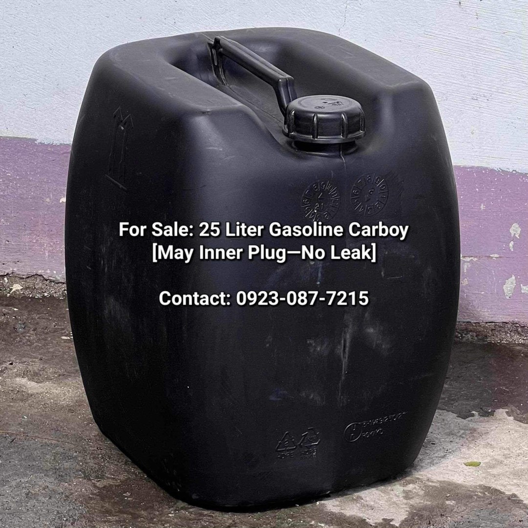 25 liter • carboy •jerry can • gasoline container • black plastic ...