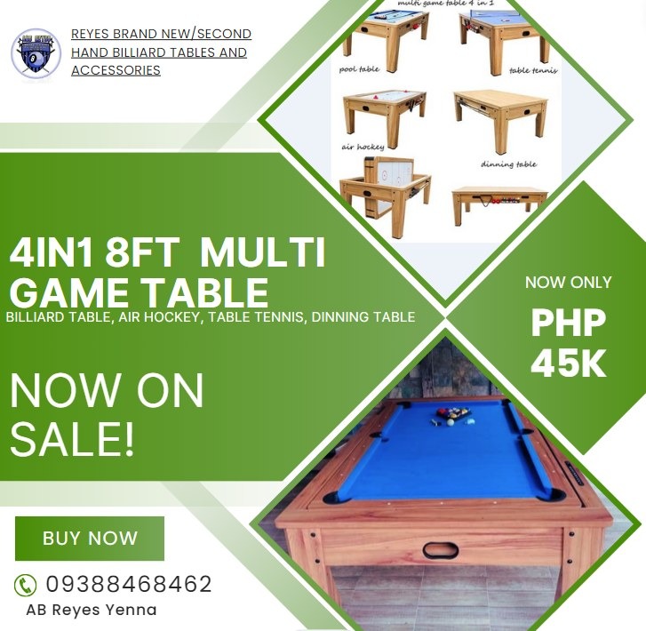 4x8ft 4in1 Multigame Table (Billiard Table/Air Hockey Table/Table ...