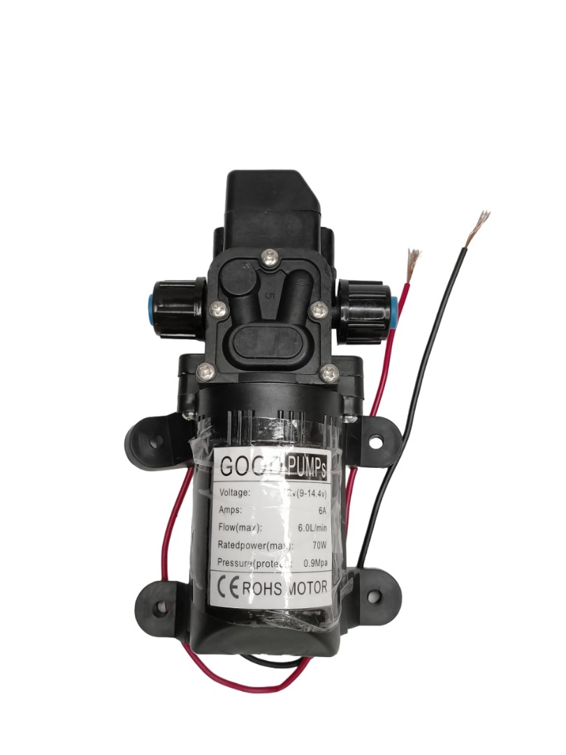 GOODPUMPS WATER PUMP 12V 6A 70W 130PSI 6-LITER, HIGH PRESSURE DIAPHRAGM ...