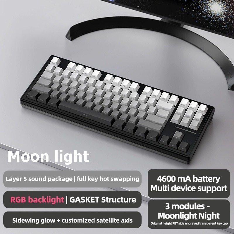 K87 Mechanical Keyboard Triple Mode bluetooth 5.0 2.4G Wireless Type-C ...