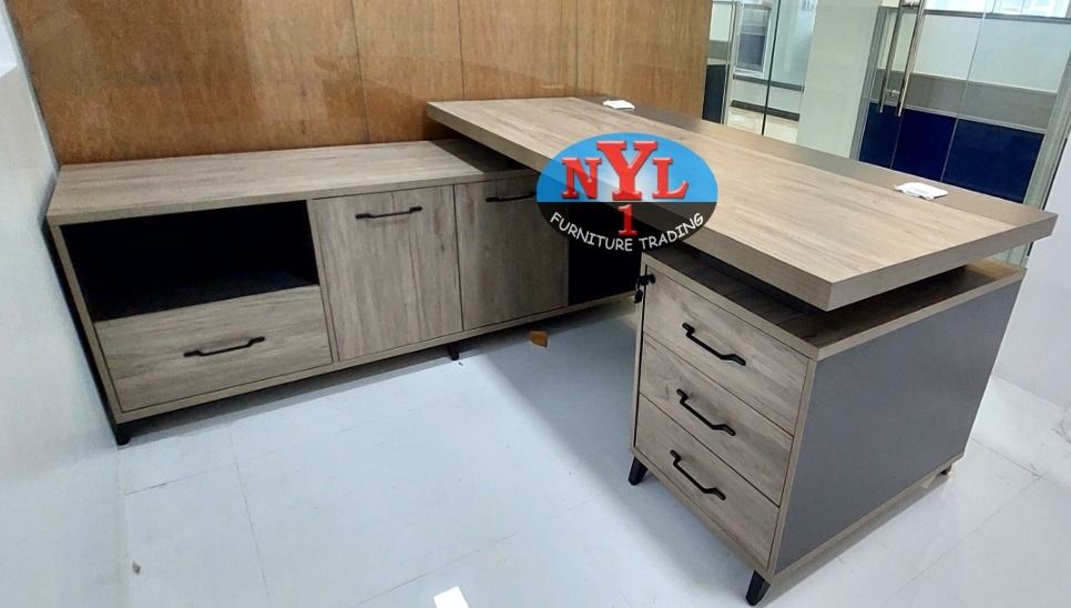 L-shape Executive Table with side drawer / Office Partition, Furniture ...