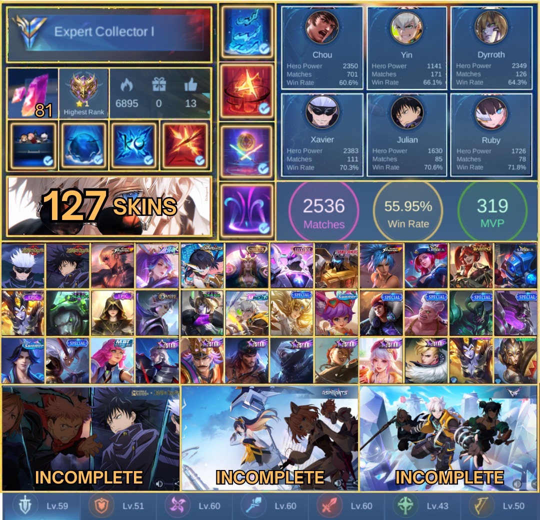 MOBILE LEGENDS / ML ACCOUNT (ALSO AVAILABLE FOR INSTALLMENT) #079 JJK ...