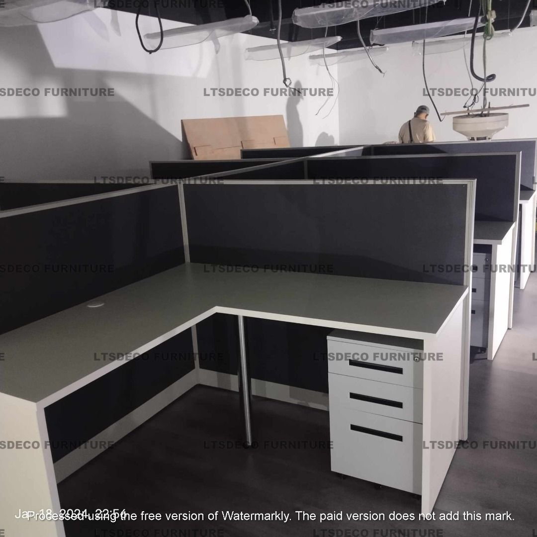 MODULAR OFFICE PARTITION L SHAPE TABLES, Furniture & Home Living ...