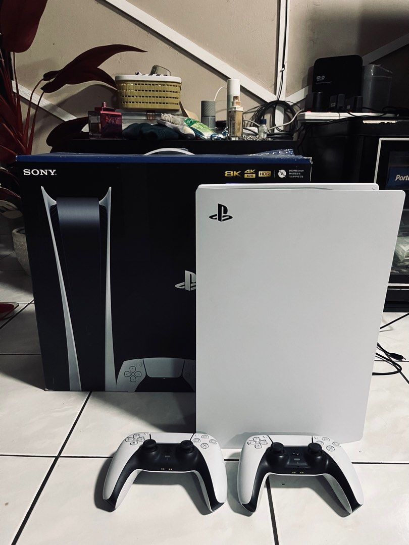 PS5 Slim Digital & Two Original Controllers, Video Gaming, Video Game ...