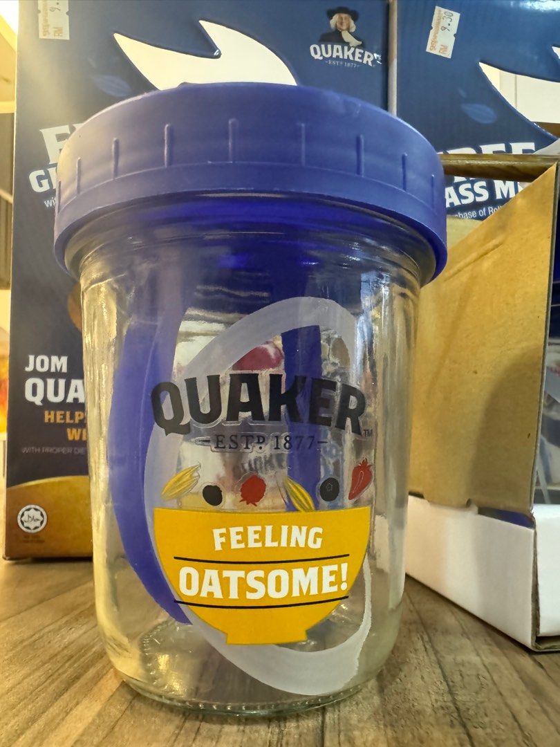 Quaker Glass Mug with Spoon 300ml, Furniture & Home Living, Kitchenware ...