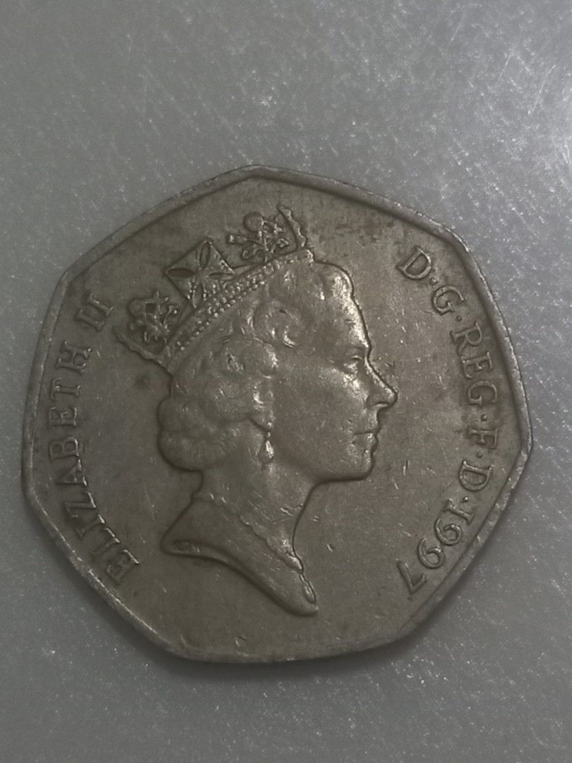 Rare coin 50p U.K 1997, Hobbies & Toys, Collectibles & Memorabilia, Currency on Carousell