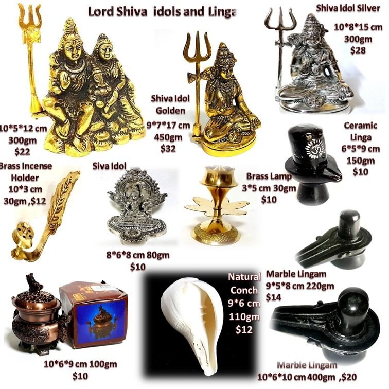 Shiva idol, Lord Murugan idol, Lingam, Nandi Cow, Conch, Siva temple ...