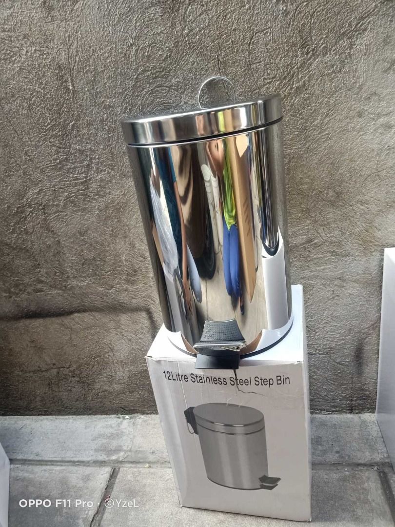 STAINLESS TRASH BIN, Furniture & Home Living, Cleaning & Homecare ...