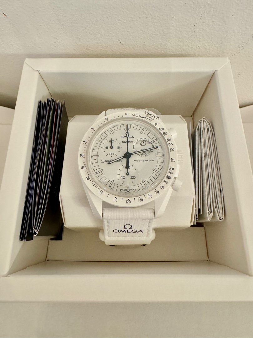 Swatch x Omega x Snoopy MoonSwatch White, Luxury, Watches on Carousell