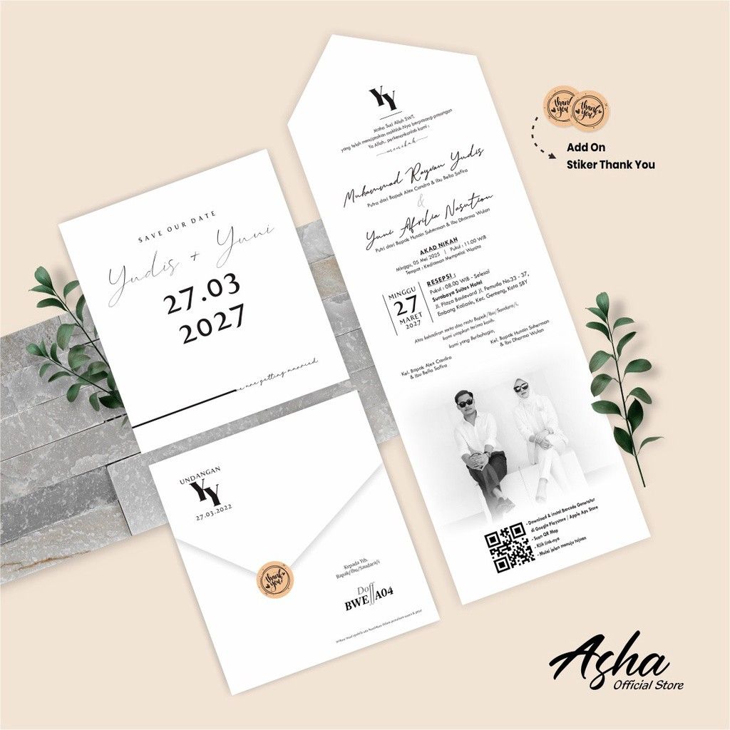 UNDANGAN PERNIKAHAN SEMI AMPLOP BW - UNDANGAN PERNIKAHAN SIMPLE, Barang ...