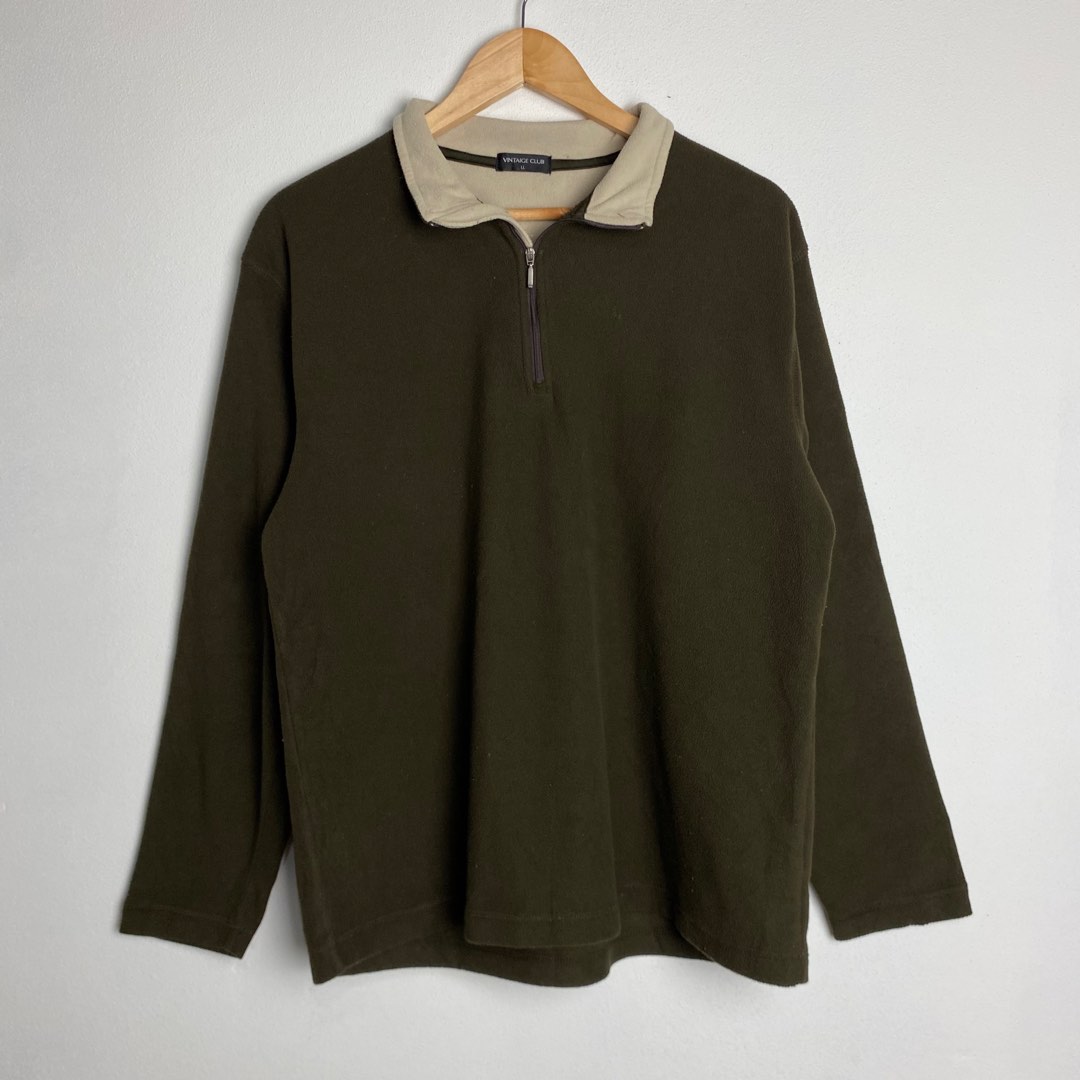 Vintage Club Fleece Halfzipper, Men's Fashion, Tops & Sets, Formal Shirts on Carousell