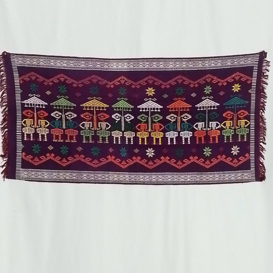 Vintage Kain Tenun Songket SAPUT ANGGUR MOTIF WAYANG. Lombok, NTB. ± 45 ...