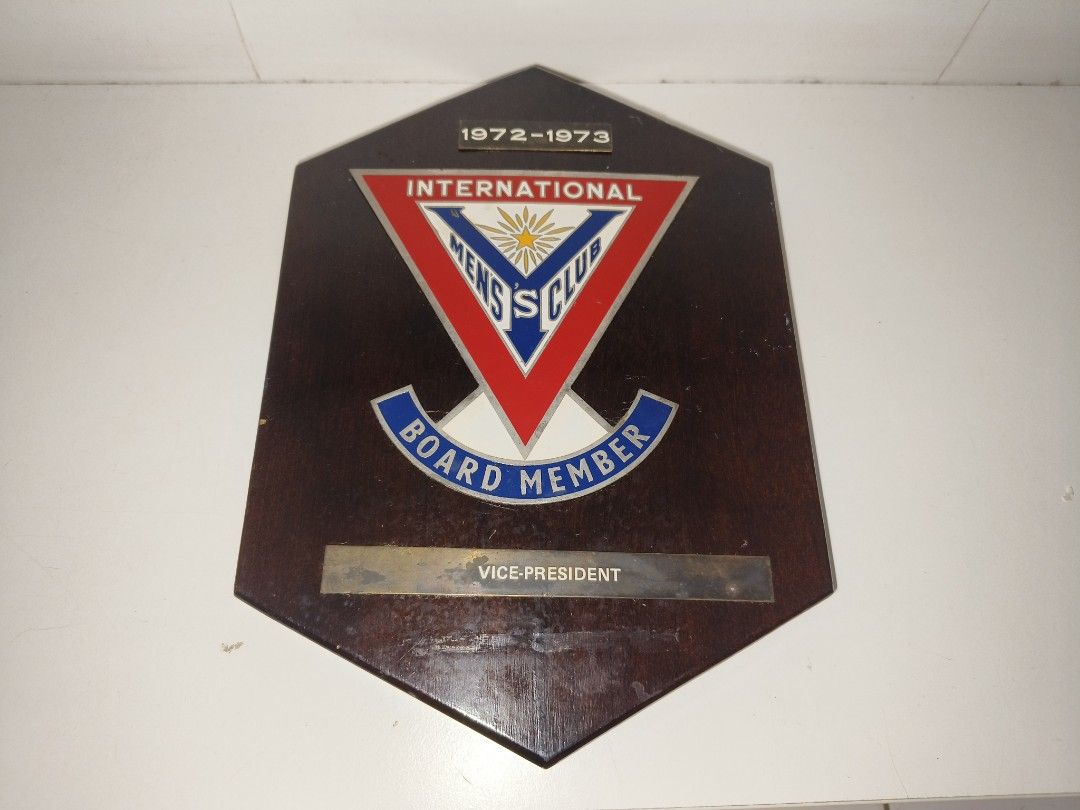 Vintage Wooden Sign Board International Mens Club Board Member, Hobbies ...