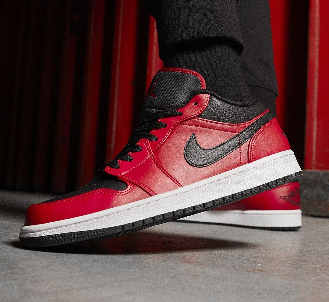Air Jordan 1 Low 'Reverse Red Bred Pebbled Swoosh' (US10M) (RTP RM409 ...