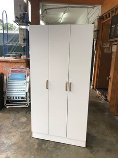 WD01R2W NEW * Almari Baju 2 Door 5 Tiers Wardrobe White, Furniture ...