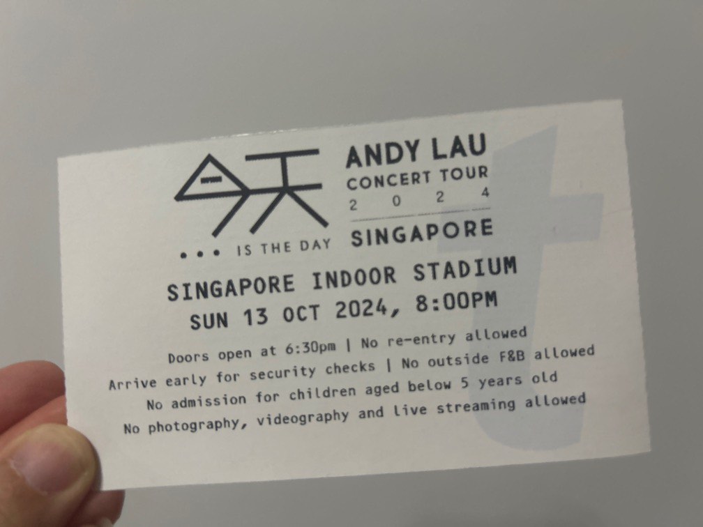 Andy Lau concert physical ticket, Tickets & Vouchers, Event Tickets on ...