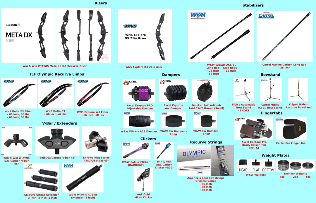 Archery ITEMS Olympic Recurve AXCEL Riser Limbs Sight Pin Finger Tab ...