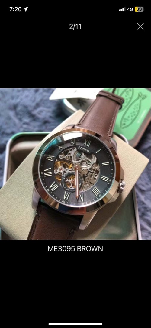 Authentic Fossil Grant Leather Men's Watch ME3095, Men's Fashion ...
