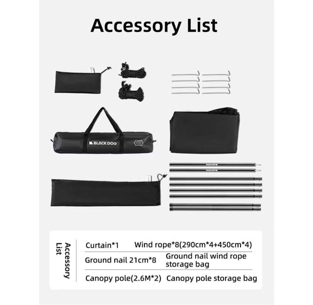 Blackdog Hexagon Arc-Edge Tarp Canopy Flysheet150D Black Coating Oxford ...