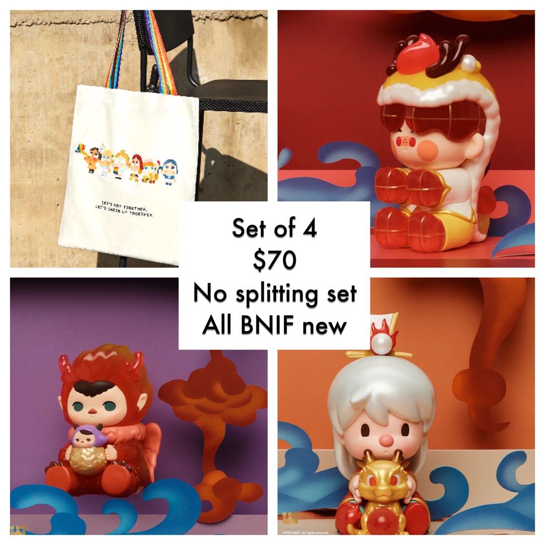 BNIF Popmart cheer up parade cry baby rainbow tote bag year of dragon ...