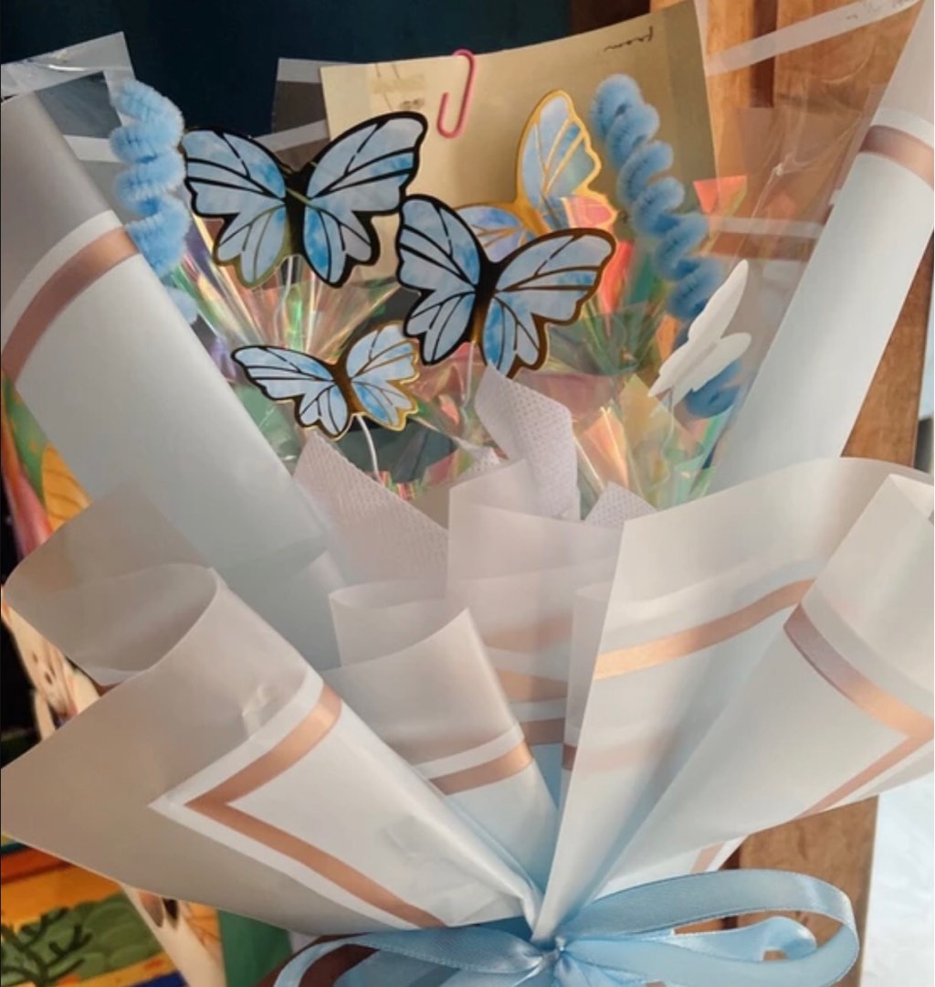 Buket Kupu - Kupu Biru Hand Bucket , Desain & Kerajinan Tangan, Barang ...