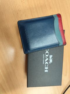 Coach 91660 Magnetic Card Case in Signature Canvas Leather Bright Blue ...