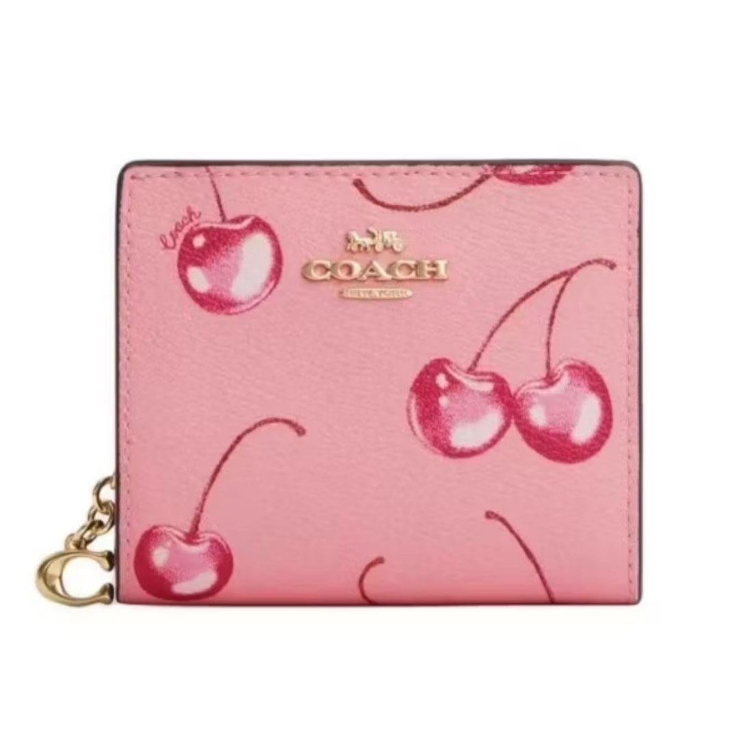 Coach Mini Wallet Cherry Pink, Barang Mewah, Tas & Dompet di Carousell
