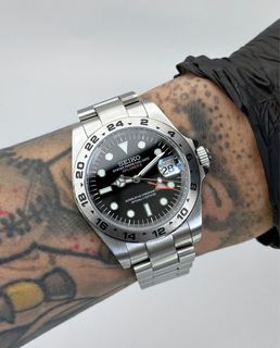 Custom Seiko Mod 44mm Black Silver GS Diver w/ Lumed Bezel Automatic ...