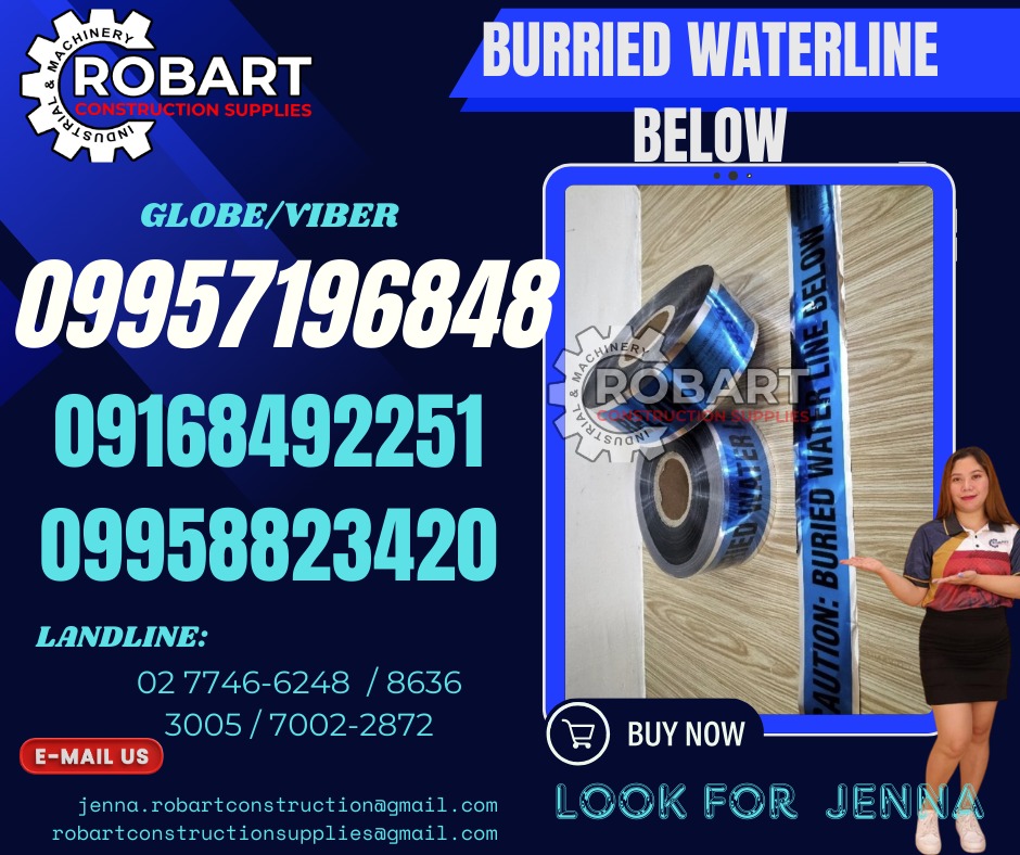 DETECTABLE TAPE caution: BURRIED WATERLINE BELOW 3'' X 100FT brand ...