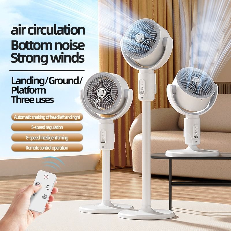 Floor Standing Circulation Fan Portable Rechargeable Fan w/ Strong Wind ...