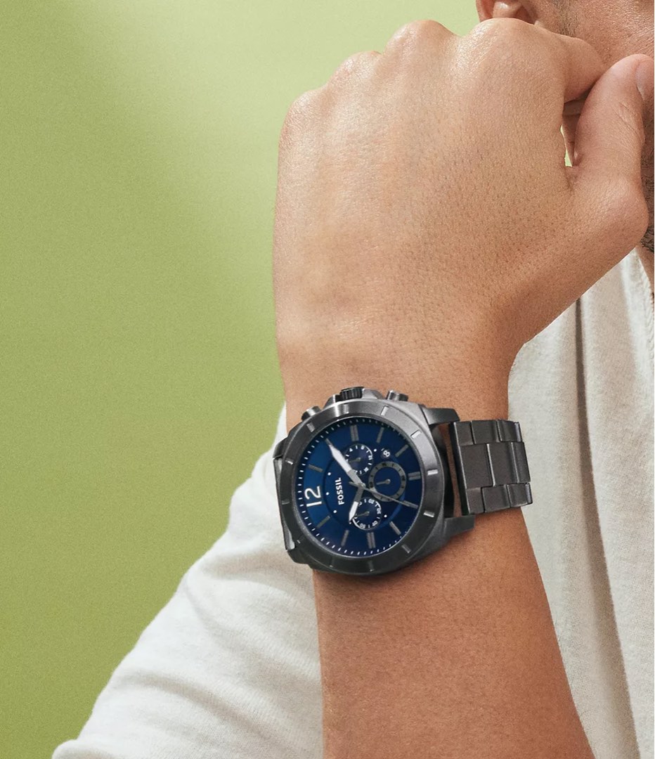 Fossil Privateer Chronograph Smoke Stainless Steel Watch, Men's Fashion ...
