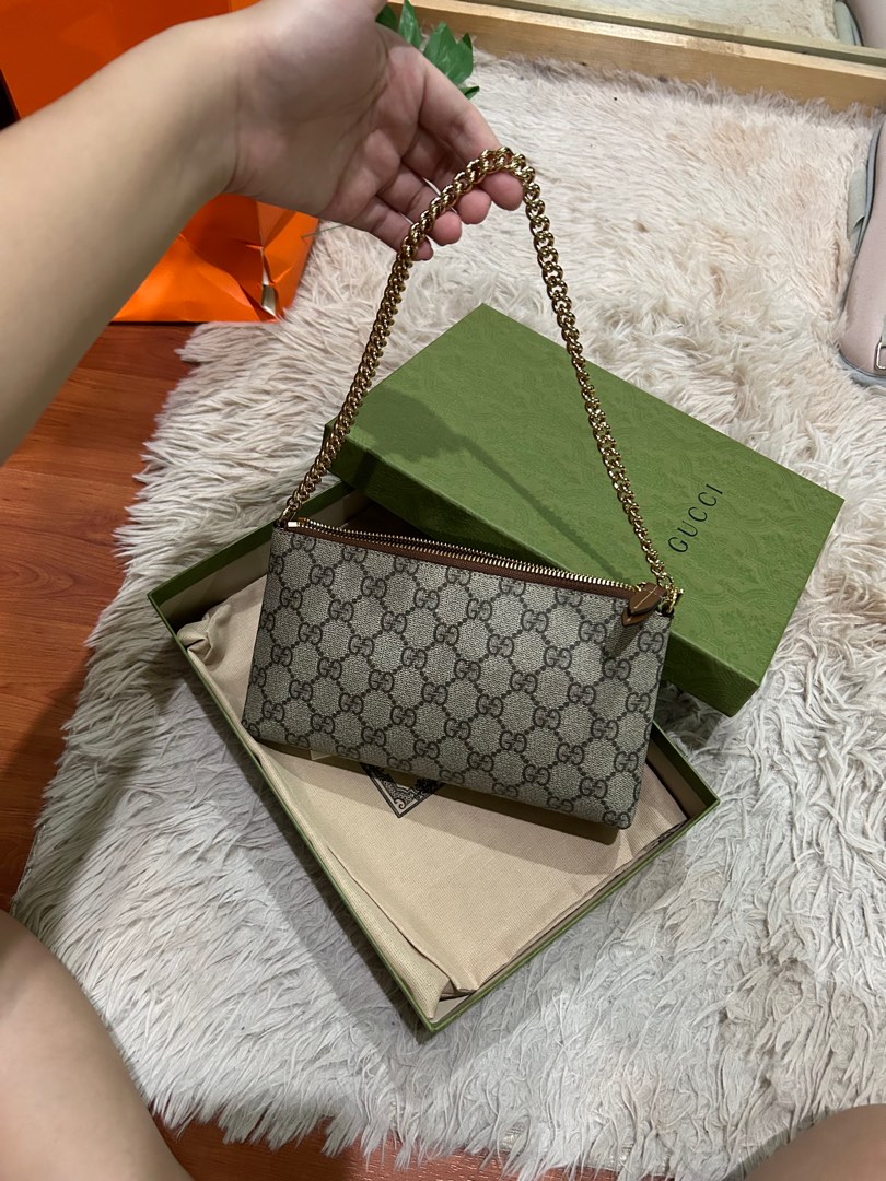 Gucci GG Supreme Monogram Wrist Wallet, Luxury, Bags & Wallets on Carousell