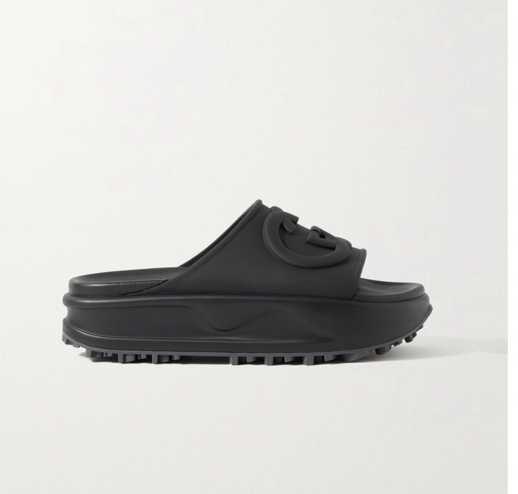 Gucci: Miami Rubber Platform Slides, Women's Fashion, Footwear, Sandals ...