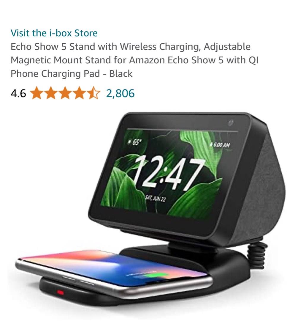 i-box Store Echo Show 5 Stand with Wireless Charging, Adjustable ...