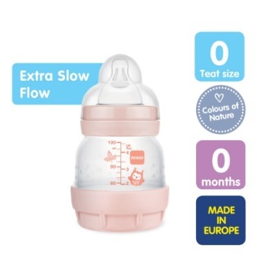 MAM Colours Of Nature Easy Start Anti-Colic Bottle 4.5oz/130ml Single Pack - Pink, Babies & Kids ...
