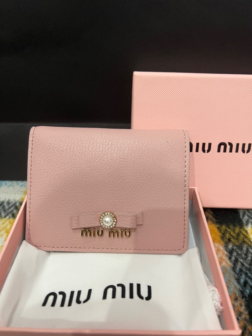 Miu miu ribbon pink wallet, Luxury, Bags & Wallets on Carousell