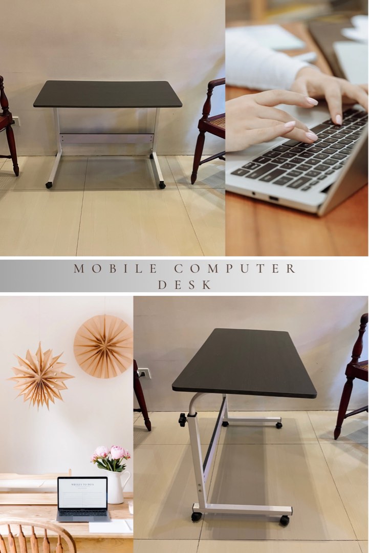 Mobile Telescopic Computer Desk with wheels 80x40cm 70-90cm high ...