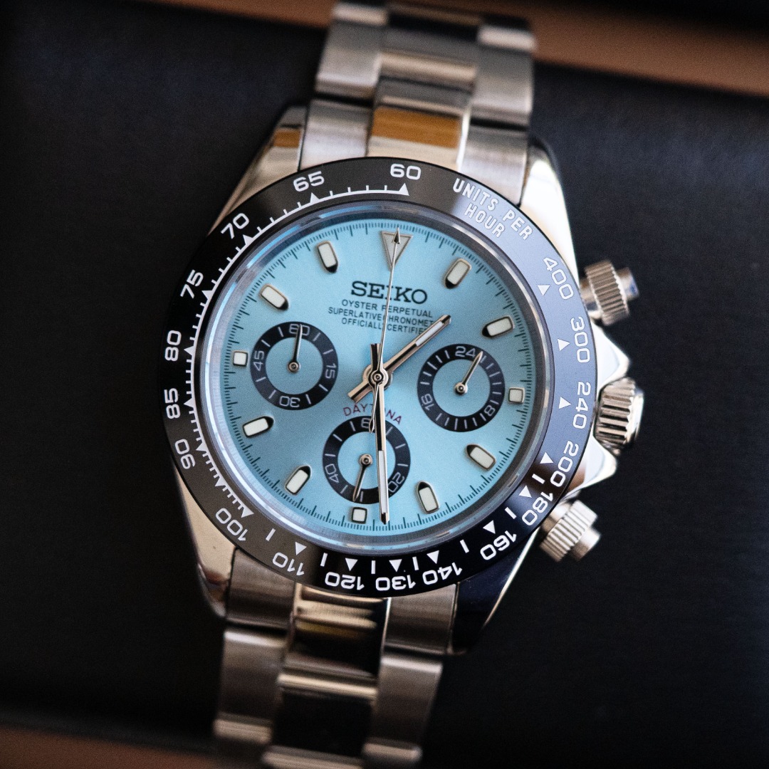 [MOD] SEIKO MOD Platinum Blue Daytona Chronograph 40mm, Men's Fashion ...
