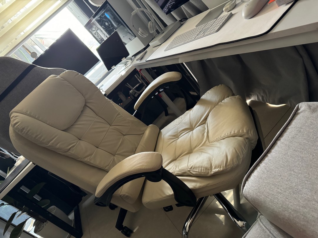Office chair cream color, Furniture & Home Living, Office Furniture ...