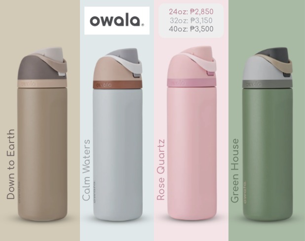 Owala FreeSip Water Bottle (Rose Quartz, Calm Waters, Down to Earth ...