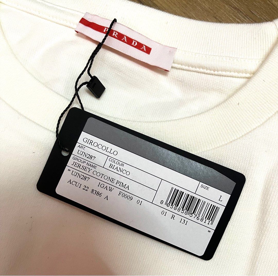 Prada Milano Logo Tee, Luxury, Apparel on Carousell