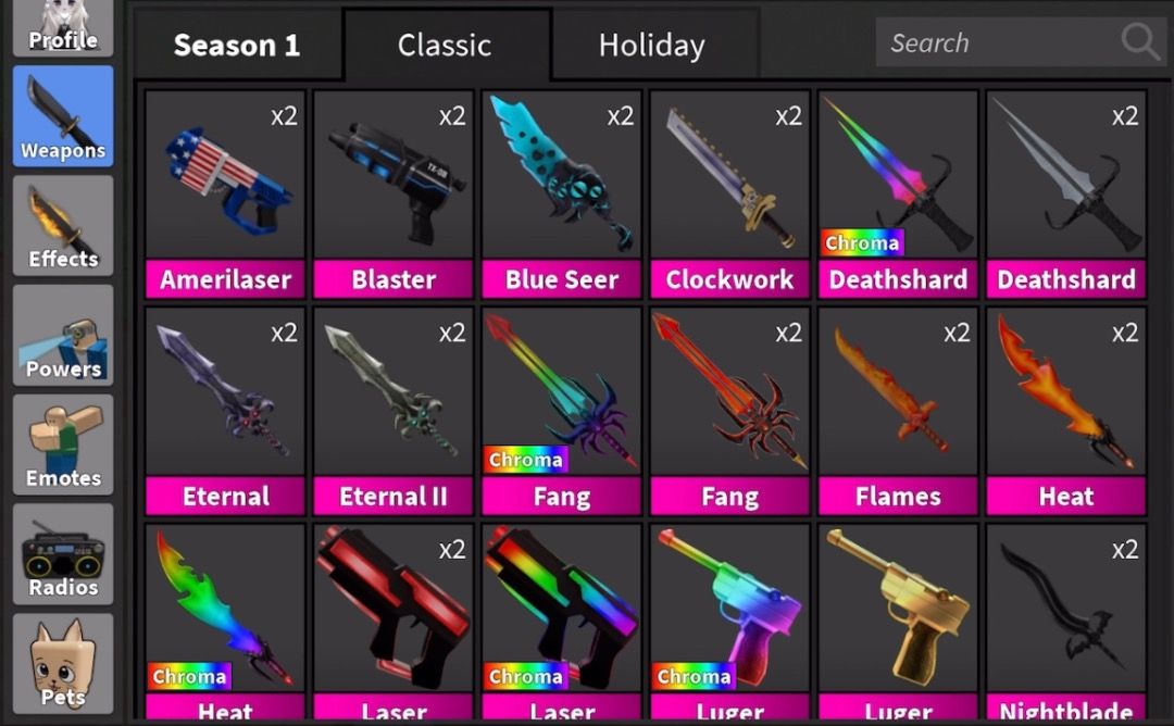 Roblox mm2 items and weapons (dm for price), 電子遊戲, 遊戲機配件, 遊戲週邊商品 ...