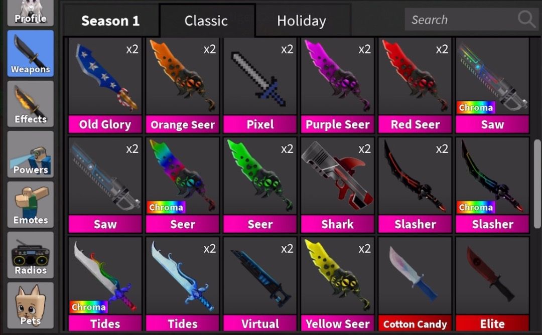Roblox mm2 items and weapons (dm for price), 電子遊戲, 遊戲機配件, 遊戲週邊商品 ...