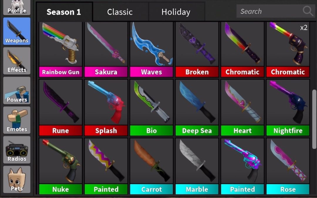Roblox mm2 items and weapons (dm for price), 電子遊戲, 遊戲機配件, 遊戲週邊商品 ...