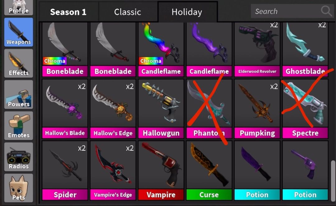 Roblox mm2 items and weapons (dm for price), 電子遊戲, 遊戲機配件, 遊戲週邊商品 ...