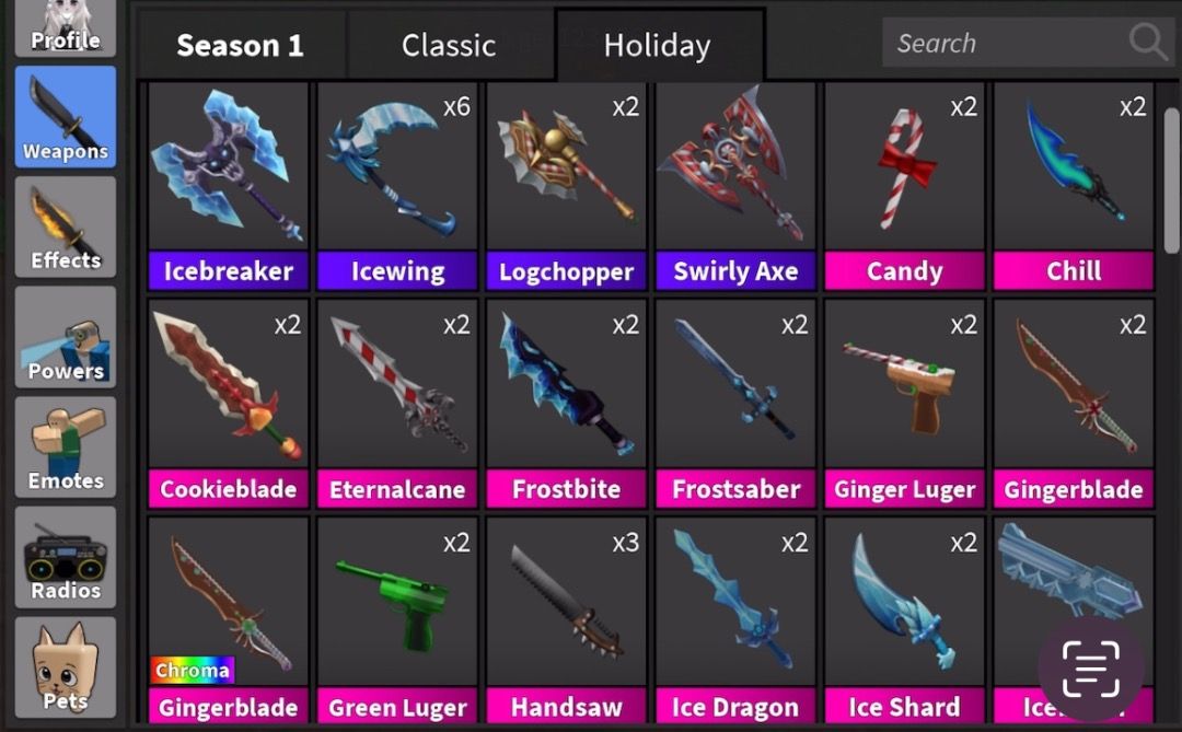 Roblox mm2 items and weapons (dm for price), 電子遊戲, 遊戲機配件, 遊戲週邊商品 ...