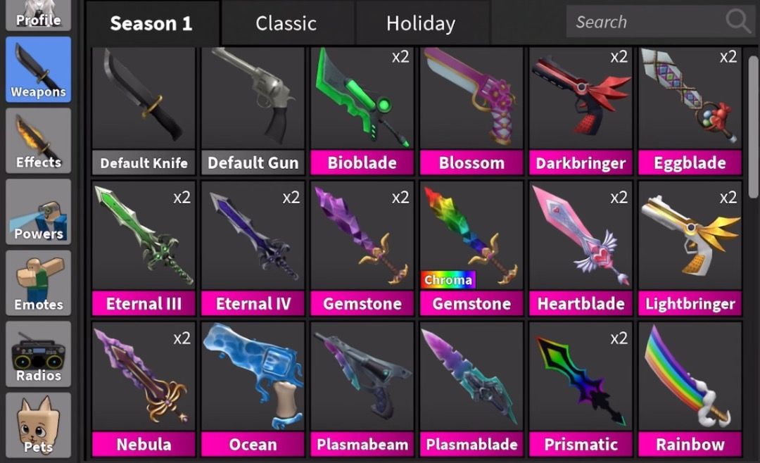 Roblox mm2 items and weapons (dm for price), 電子遊戲, 遊戲機配件, 遊戲週邊商品 ...